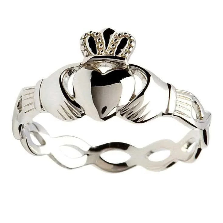 Silver Claddagh intertwining Ring – Callaghan Jewellers